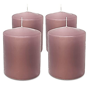 Hyoola Mauve Pink Pillar Candles 2x3 Inch - 4 Pack Unscented Pillar Candles Bulk - European Made