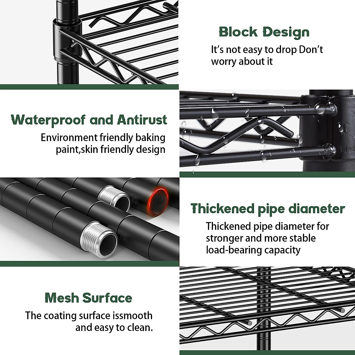 BSFHH Tool Utility Shelves, 7-Tier Adjustable Wire Shelving Unit Storage Shelves Heavy Duty Storage Rack with Wheels