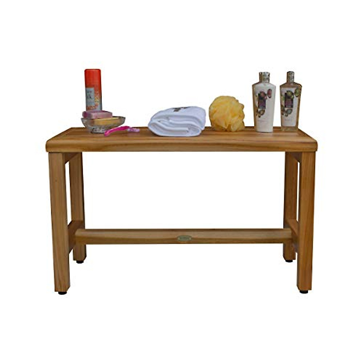 EcoDecors Earthy Teak Shower Bench Eleganto Wooden Seat Garden Bench Natural Teak Wood Patio Bench Armless Bench for Indoors and Outdoors - 30 inches Length