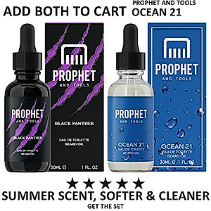 Dark & Sexy Musky Scented Black Panther EDT Aftershave Beard Oil FOR MEN - Soothes Skin, Softens Hairs, Shine Booster, Thicker & Fuller Beard Growth - Vegan and Nuts-Free - Prophet and Tools