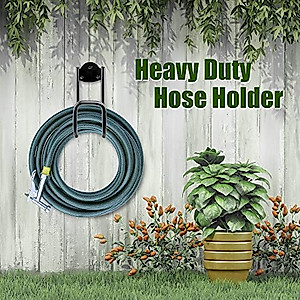 Wall Mount Hose Holder - Garden Water Hose Holders for Outside/Heavy Duty and Durable Hand-Forged Water Hose Hanger Rack (1, M)