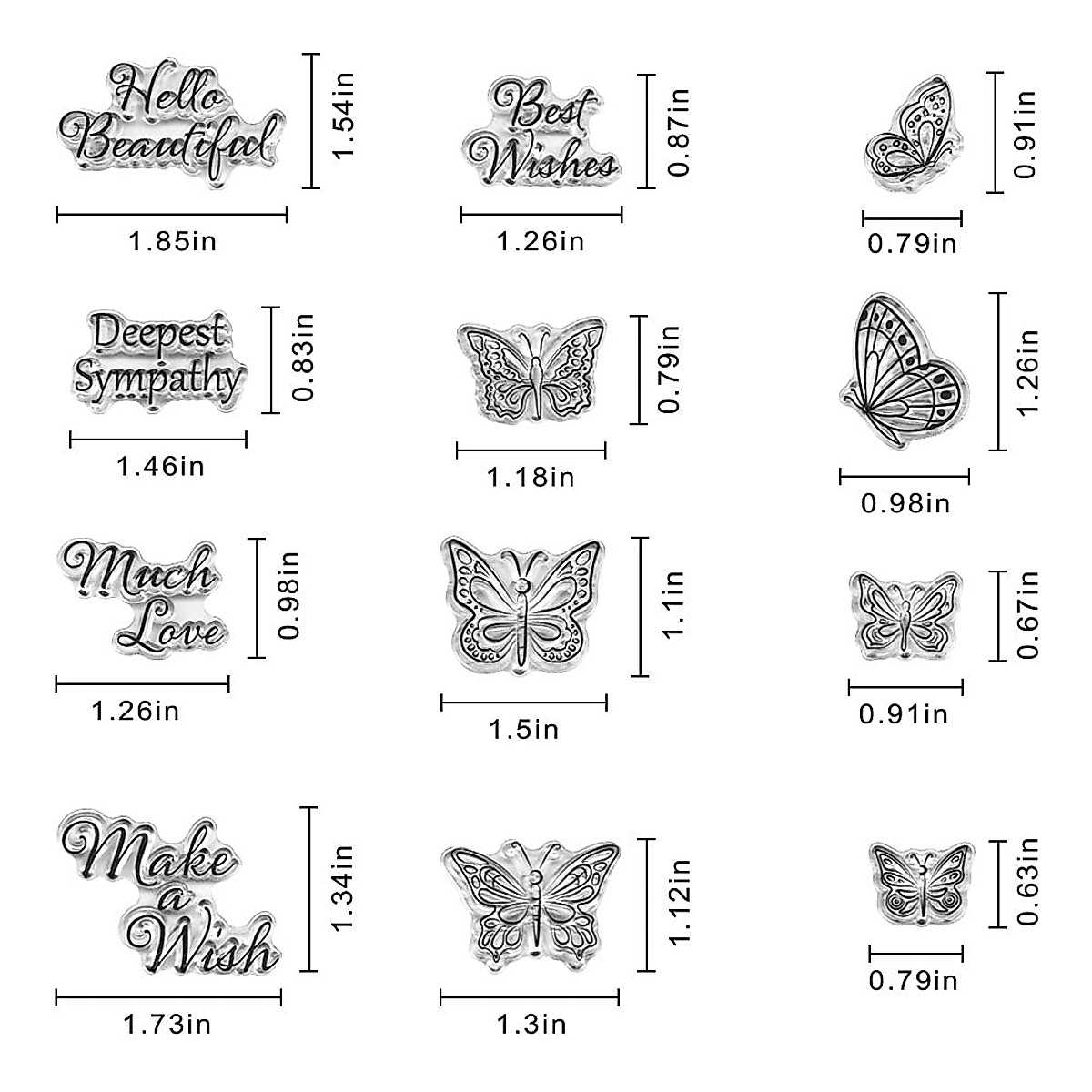 Words Clear Stamp Silicone Stamp Cards with Sentiments,Flowers,Butterfly,Greeting Words Pattern for Holiday Card Making Decoration and DIY Scrapbooking Album DIY Crafts