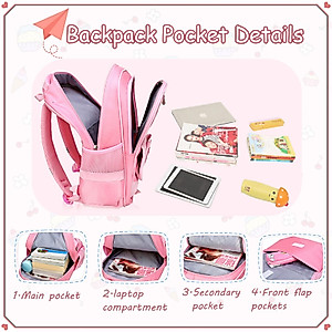 2Pcs Bowknot Wave Point Prints Primary School Bookbag Kids School Backpack Sets for Girls
