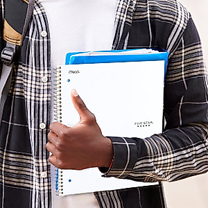 Five Star Spiral Notebook + Study App, 3 Subject, College Ruled Paper, 11" x 8-1/2", 150 Sheets, White, 1 Count (72464)