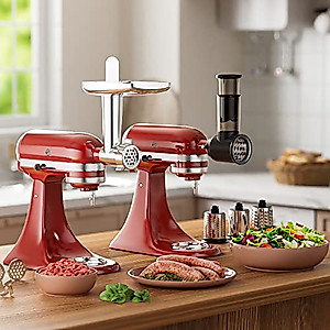 Meat Grinder & Slicer Shredder Attachments for KitchenAid Stand Mixer, Metal Food Grinder and Sausage Stuffer Accessory and Slicer Shredder Set, For Kitchenaid Mixer Attachments by Innomoon