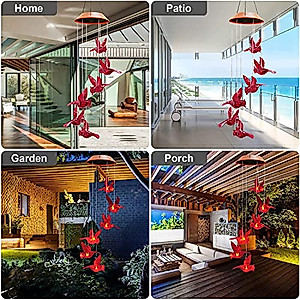 Cardinal Wind Chimes, Cardinal Bird Wind Chimes, Solar Powered Chime Light, Wind Chimes for Loss of Love, Hummingbird Decor for Patio, Deck, Yard, Garden, Home