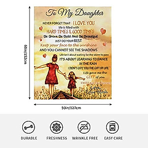 to My Daughter Throw Blanket, Birthday Daughter Gifts from Mom, Ultra-Soft Micro Fleece Blankets for Bed Couch Travel Beach 50"x60"