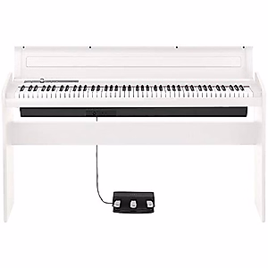 Korg LP-180 Digital Piano - White Bundle with Furniture Bench, Instructional Book, Austin Bazaar Instructional DVD, and Polishing Cloth