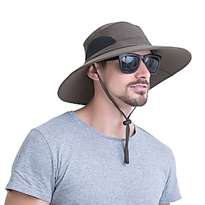 YR.Lover.Outdoor Boonie Men and Women's Hat - Sun Protection Wide Brim Waterproof Cap for Safari Fishing Hunting Summer Bucket Hat Army Green
