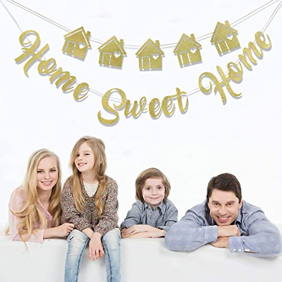 Home Sweet Home Banner - Glitter Gold Housewarming Party Decorations Baner，welcome Home Sign，welcome Home Sign Bunting for Party Decor Family Gathering Photo Booth Props，garland Bunting Script Lettering Decoration Military Missionary Welcome Home Homec