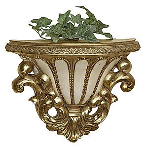 Touch of Class Millea Traditional Wall Shelf | Gold and Ivory | Vintage Decor for Room | Victorian Style Floating Shelves | Acanthus Leaf Designs