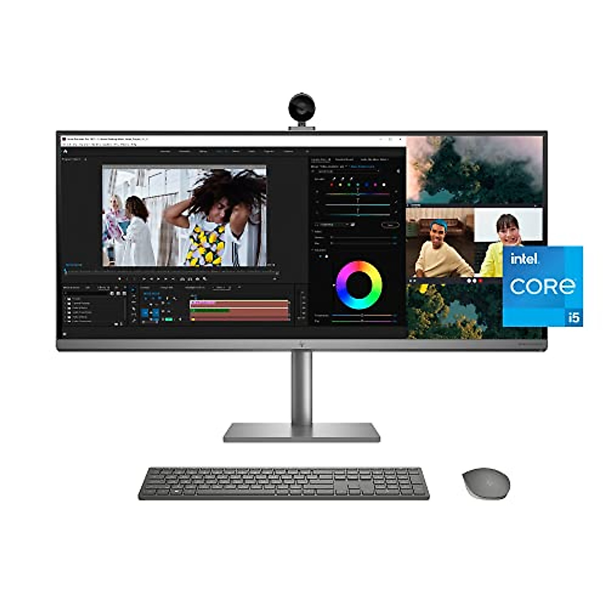 HP Envy 34 inch All-in-One Desktop PC, WUHD Display, Intel Core i5-12400, 16 GB RAM, 512 GB SSD, NVIDIA GeForce GTX 1650 Graphics, Windows 11 Home, 34-c1010 (2023),Silver