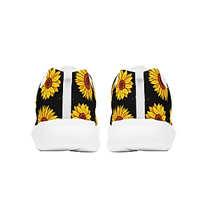 Pitovozu Sunflower Flower Watercolor Sneaker Women Athletic Shoes Personalited Running Shoes Comfortable Sports Sneaker