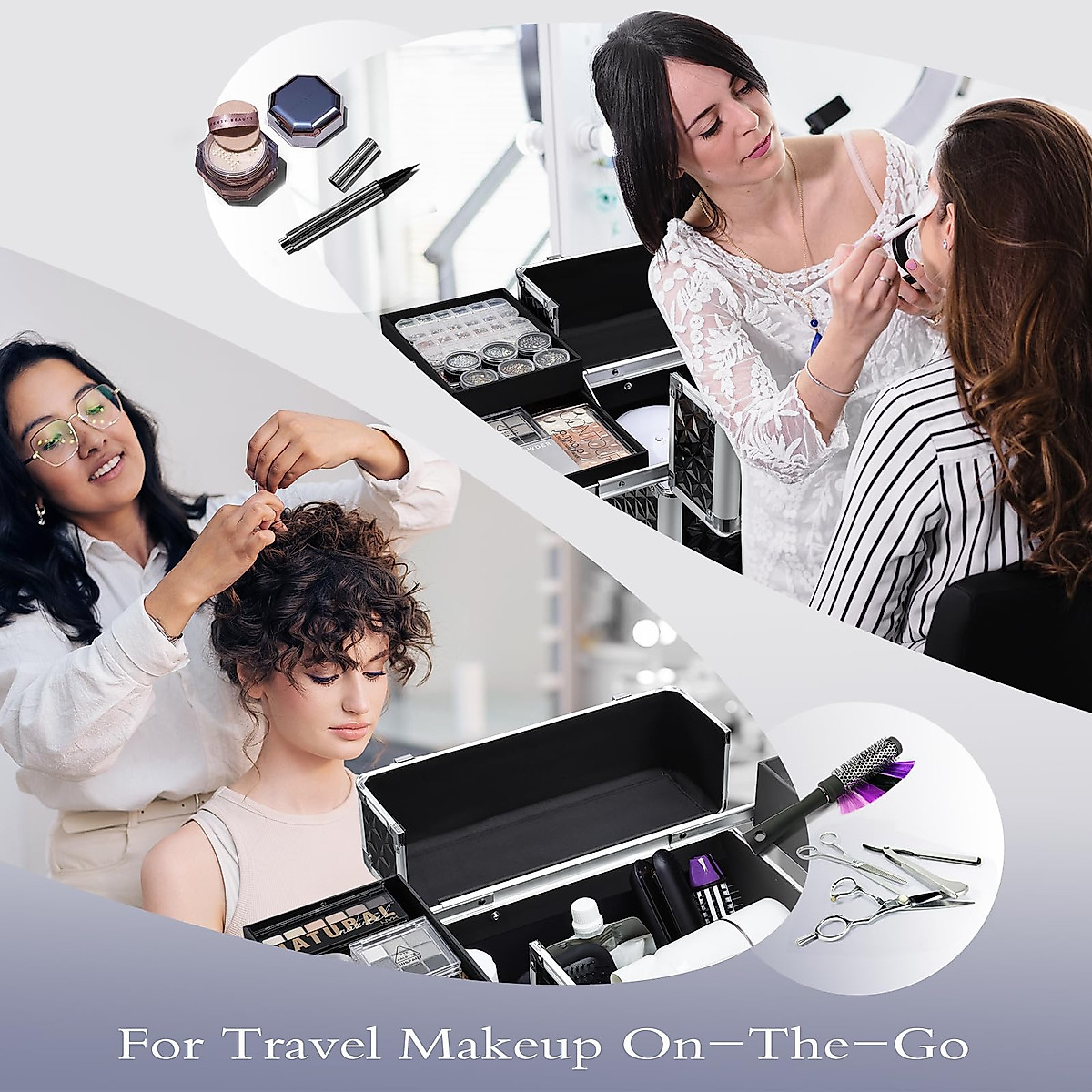 Costravio Rolling Makeup Train Case, Large Storage Professional Cosmetic Trolley Makeup Travel Case with Drawer Key Swivel Wheels Beauty Barber Tattoo Case Trunk for Makeup Nail Tech, Black