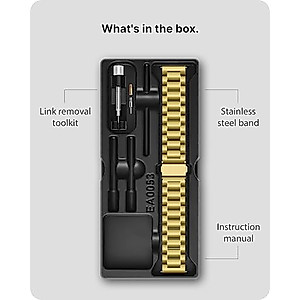 Fullmosa 18mm Stainless Steel Watch band, Quick Release Link Watch Strap Bracelet Compatible with Garmin Vivoactive 4S/Vivomove 3S/Active S/Venu 2S/Move 3S, Golden
