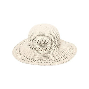 San Diego Hat Company Women's Cotton Crochet Hat with Scalloped Edge, UPF 50+, 4” Brim, Natural