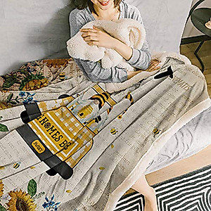 LBDOMOV Warm Soft Fleece Throw Blanket, Sweet Honey Bees Truck Loads Gnomes - Cozy Plush Lightweight Blanket | Winter Couch Bed Sofa Decorative Microfiber Fleece Throws, 39" x 49"