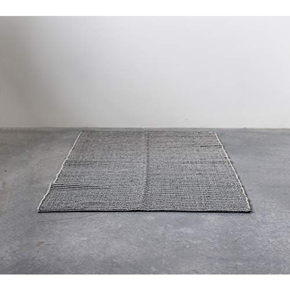 Creative Co-Op 3' x 5' Black & White Cotton Striped Dhurrie Rug