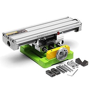 Compound Bench Table Compact Aluminum Bench Top WoodWorking Clarmp Vise Fixture Cross Slide Table 2 Axis Adjustive for Mini Drill Milling Machine (6350)