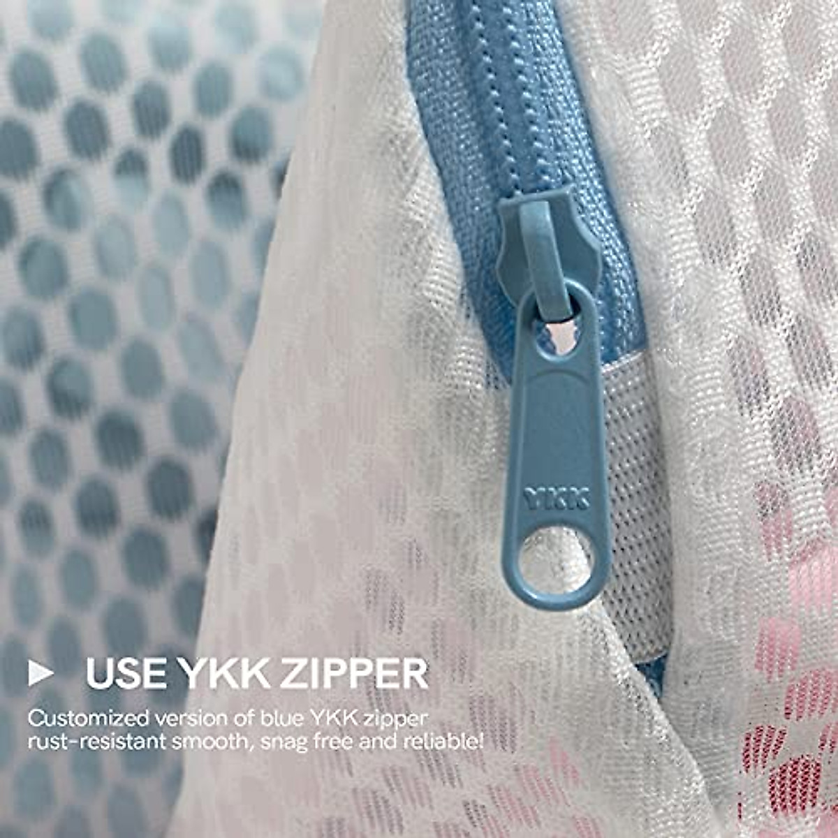 COMLIFE Set of 2 Delicates Honeycomb Mesh Laundry Bag，Use YKK Zipper，with Handle, Extra Large Opening, Side Widening Design, Baby Products, Face Cleansing Pads,Socks, Fine Knitwear Mesh Wash Bags (Blue)