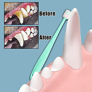 Thinslimer 4 Pack Cat & Dog Toothbrush 360 Degree Cleaning Soft Bristled Brush Dental Care Protect Teeth Deep Pet Tooth Easy to Carry Cleaning Tools for Pet Cat Dogs (Pink+Green)