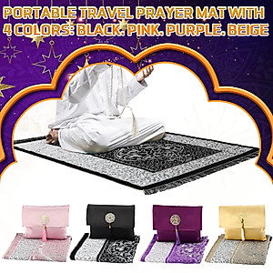 Mindsoft 4 Pack Muslim Prayer Rug, Portable Prayer Mat with Prayer Mat Travel Bag and Prayer Beads Travel Prayer Mat Ramadan Gift, Islamic Gifts for Men, Women and Kids (Classic Color)
