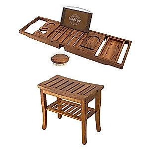 Teak Bath Tray and Teak Shower Bench for Your Bathroom
