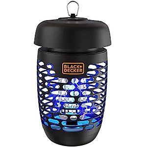 BLACK+DECKER Bug Zapper Electric Lantern with Insect Tray, Cleaning Brush, Light Bulb & Waterproof Design for Indoor & Outdoor Flies, Gnats & Mosquitoes Up to 625 Square Feet