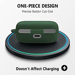 Geiomoo Silicone Case Compatible with EarFun Free Pro 2, Protective Cover with Carabiner (Emerald Green)