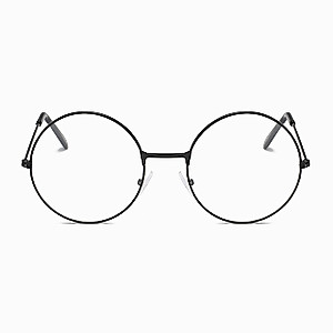 SOHUPAC Classic Round Glasses Retro Circle Eyeglasses Clear Lens Metal Frame Accessories Non-Prescription For Men Women (Black)