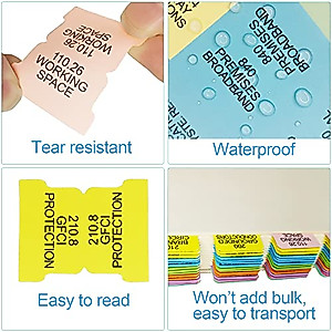 2023 NEC Code Book Tabs (Book not Included), 124 Printed NEC Tabs with 16 Blank Tabs, Color-Coded and Laminated, with Wire Chart & 2 Ohm's Law Stickers