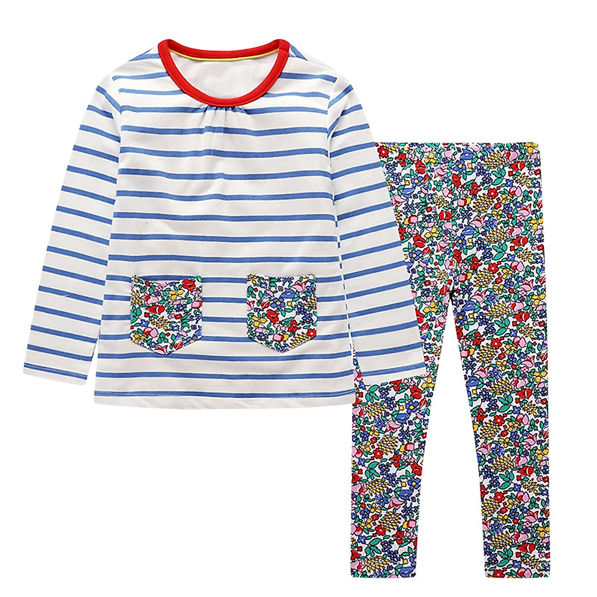 Toddler Baby Girls Clothing Set Cute Print Long Sleeve T Shirt and Pants 2pcs Outfits Set