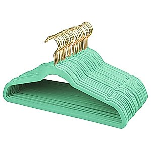 ManGotree Velvet Hangers, Coat&Suite Hangers, No-Slip Hangers, Ultra-Slim Space Saving Hangers, Sturdy&Durable Clothes Hangers, 360 Swivel Golden-Plated Hook, 36 Pack (Teal)