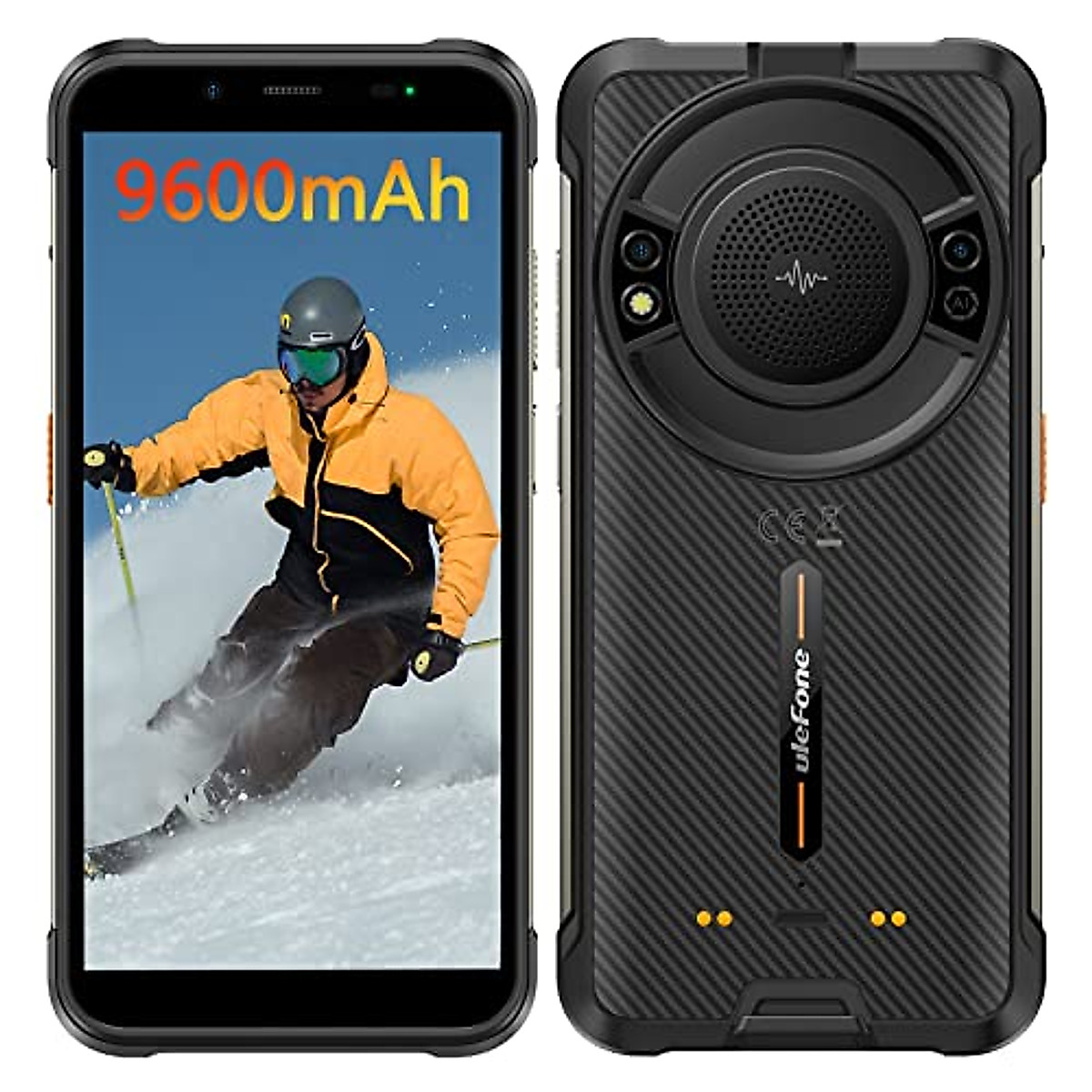 Ulefone Power Armor 16 Pro Rugged Smartphone, 9600mAh Battery, 122dB loudest Speaker, Android 12 4GB+64GB Rugged Phone, 16MP Rear Camera, Built-in Glare Flashlight, 5.93" HD+ Screen, Dual SIM 4G-Black