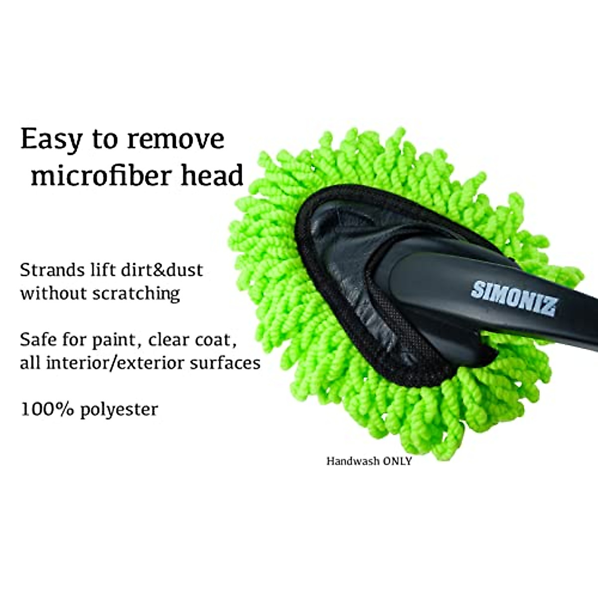 Simoniz 13” Detailers Microfiber Auto Duster - Dusting Wand Cleans, Dries & Polishes – Safe for All Interior or Exterior Surfaces - Great for Cars, Trucks, SUVs, Boats, RVs & Bikes or Home Cleaning