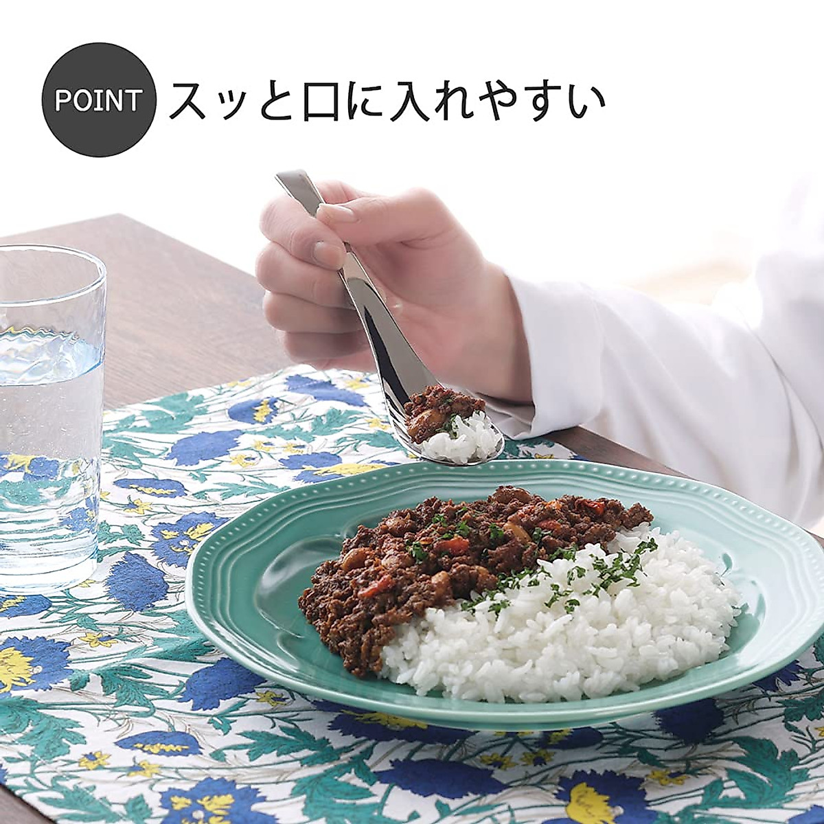 Shimomura Kihan 18756 Lotus Spoon, Set of 5, Made in Japan, Stainless Steel, Dishwasher Safe, Easy to Eat, Curry Pot, Stir Rice, Wok Bowl