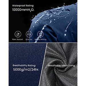 Men's Rain Pants, Waterproof Rain Over Pants Lightweight Packable Windproof Hiking Pants Outdoor Golf Work Navy