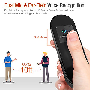 CheetahTALK Plus CM Portable AI Real-time Language Translator (Support 73 Languages) Two Way Voice Interpreter Smart Translation Compatible with ISO/Android Device- Black
