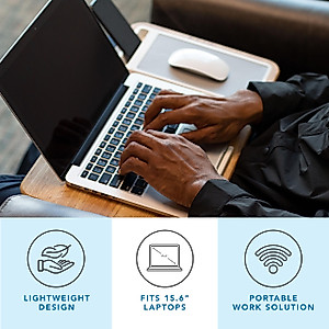 LapGear Home Office Lap Desk with Device Ledge, Mouse Pad, and Phone Holder - Oak Woodgrain - Fits up to 15.6 Inch Laptops - Style No. 91589