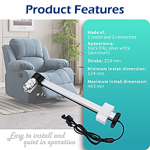 Okin Refined-R Model JLDQ-18 & JLDQ.18.134.329Z02-YN Power Recliner Motor, Lift Chair Electric Reclining Sofa Replacement Actuator Part for JLDQ.18.134.329