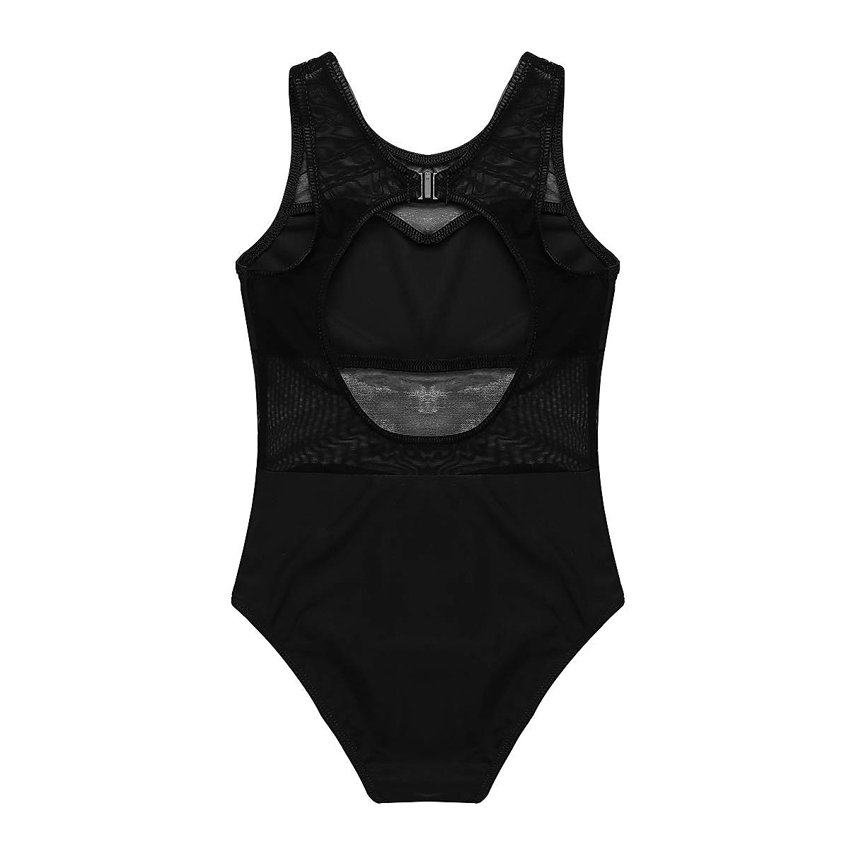 iiniim Girls Strappy/Mesh Back Team Basic Gymnastics Ballet Dance Camisole Leotard Athletic Sports Tank Tops Cutout Black 8-10