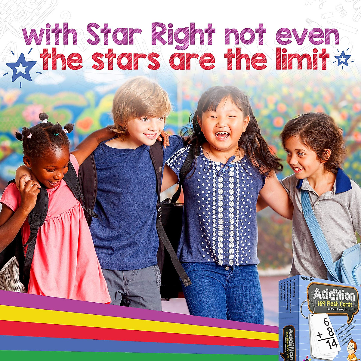 Star Right Education Addition Flash Cards, 0-12 (All Facts, 169 Cards) with 2 Rings - Addition Flashcards