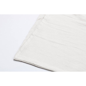 utcoco Men's Cotton Linen Tank Top Solid Color V-Neck Cut Off Tee Summer Beach Sleeveless Shirts for Men (L, White)