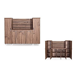 Casa Mare 87" Wood Office Furniture Set of 4pcs | Executive Desk w/Leather Pad | Large Storage Cabinet w/Chrome Handles & Legs | Modern File Cabinet | Coffee Table | Sturdy Farmhouse Home Workstation