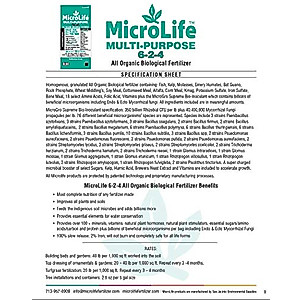 MicroLife Multi-Purpose (6-2-4) Professional Grade Granular Organic Fertilizer for All Plants All the Time, 40 LBS