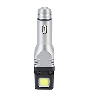 Jopwkuin Car Charged Emergency Torch, Emergency Automobile Tool Handheld Dual Light Source with Window Breaker for Vehicle (Single Light)