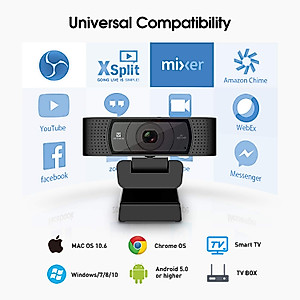 VITADE HD Webcam 1080P with Microphone & Cover Slide, 928A Pro USB Computer Web Camera Video Cam for Streaming Gaming Conferencing Mac Windows PC Laptop Desktop