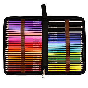 US Art Supply 48 Slot Zippered Nylon Pencil Carry Case - Size: 11.4" x 7.6" x1.4"