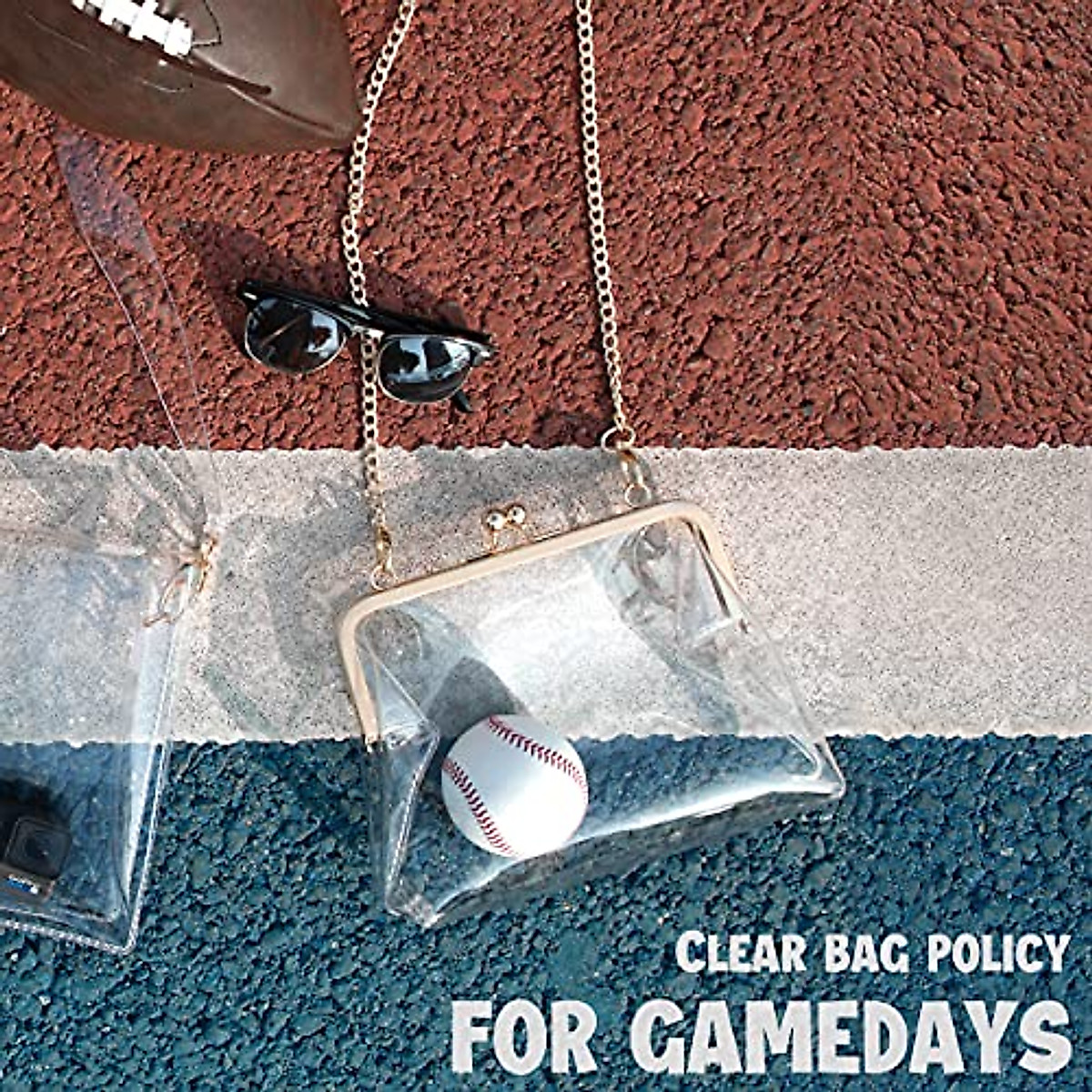 HOXIS Clear Transparent PVC Kiss Lock Chain Cross Body Bag Womens Clutch