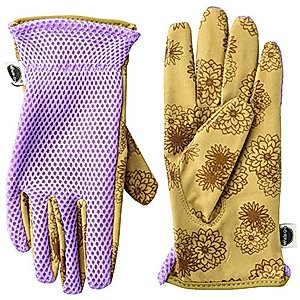 Miracle-Gro MG23078/WSM Synthetic Leather Garden Gloves – Small-Medium, Women’s Nylon Palm Gloves with Polyester Mesh Back, Palm Grip